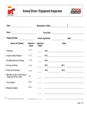 Fillable Online Annual Driver Inspection V6 - filesworld-challengecom ...