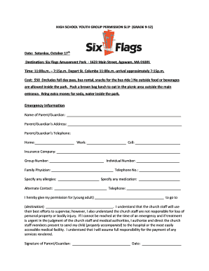 Fillable Online stcolumbapax SIX FLAG PERMISSION SLIP-1 ...