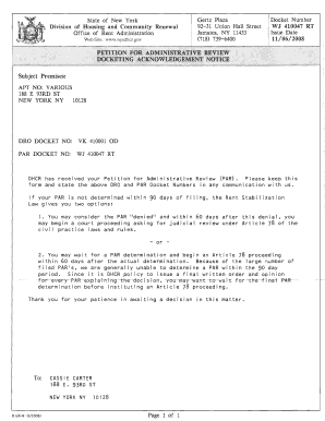 Fillable Online State of New York Gertz Plaza Docket Number Division of ...