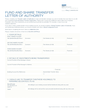 Fillable Online sagainvestments co FUND AND SHARE TRANSFER LETTER OF ...