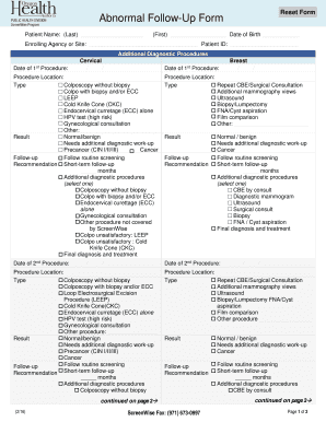 Abnormal Follow-Up Form - pdfFiller