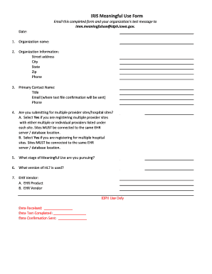Fillable Online IRIS Meaningful Use Form - Iowa Department of Public ...