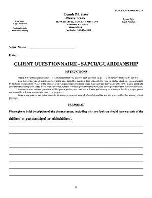 Fillable Online CLIENT QUESTIONNAIRE - SAPCRGUARDIANSHIP Fax Email ...