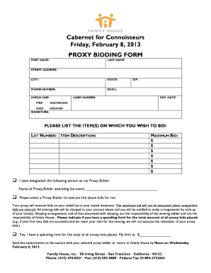Fillable Online familyhouseinc 2013 proxybidform Fax Email Print ...