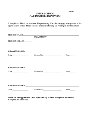 Fillable Online summitcds CAR INFORMATION FORM - Summit Country Day ...