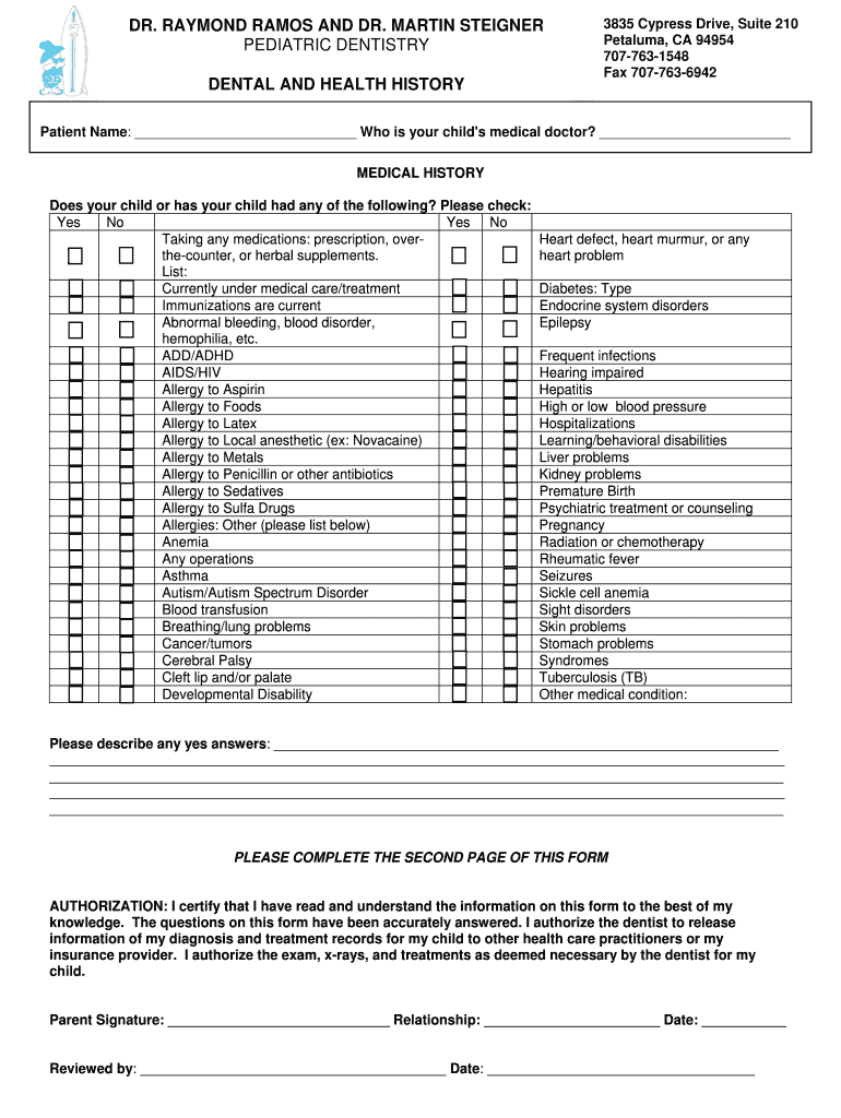 Fillable Online pediatric health history english version 3 2doc Fax ...