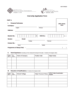 Fillable Online Internship Application Form - Hong Kong Community ...