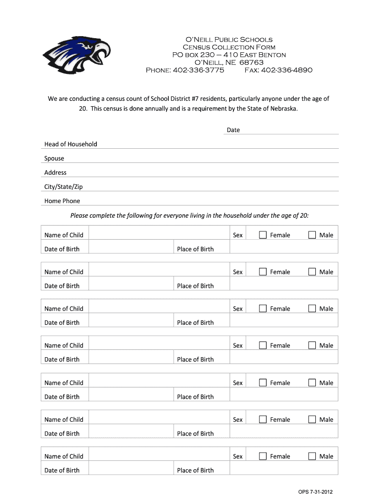 Fillable Online Please complete the following for everyone living in ...