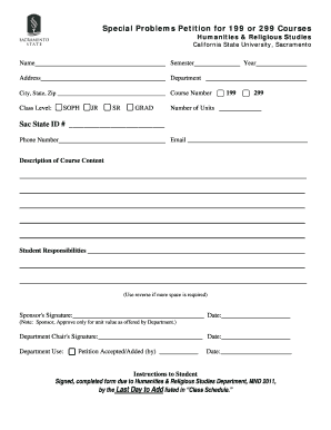 Fillable Online csus Special Problems Petition Fax Email Print - pdfFiller