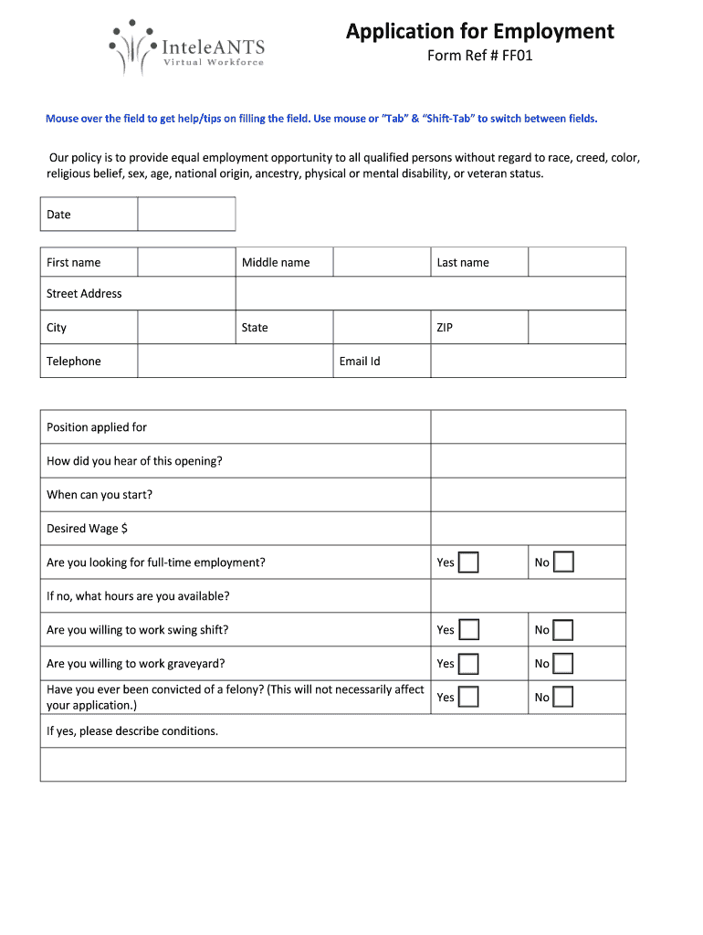 Fillable Online Application for Employment - Custom Business Forms Fax ...