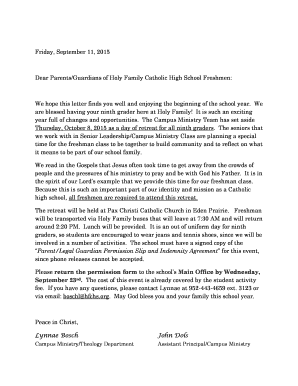 Fillable Online Dear Parents/Guardians of Holy Family Catholic High ...