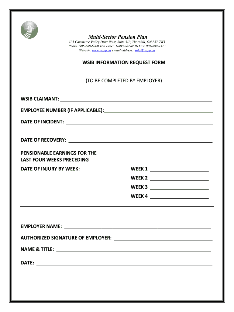 Fillable Online WSIB FORM.doc Fax Email Print - pdfFiller