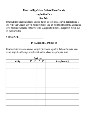 Fillable Online NHS Application.doc Fax Email Print - pdfFiller