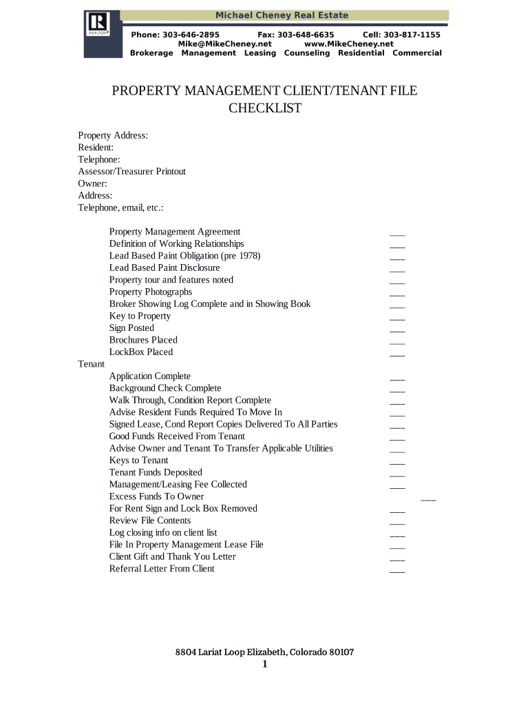 Fillable Online PROPERTY MANAGEMENT CLIENT/TENANT FILE Fax Email Print ...