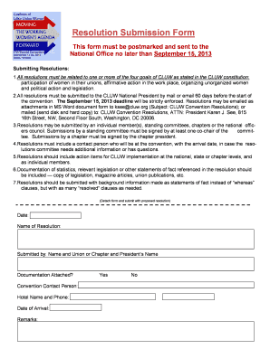 Fillable Online Resolution Submission Form - cluworg Fax Email Print ...