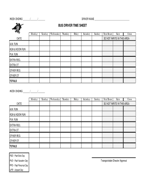 Fillable Online e-hps BUS DRIVER TIME SHEET - Essexville-Hampton Public ...