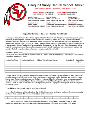 Fillable Online svcsd Parent Portal request form revised - svcsd Fax ...