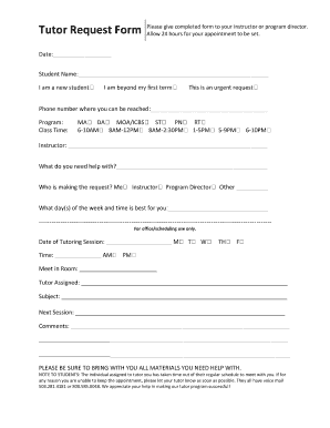 Fillable Online sp myconcorde Tutor Request Form - spmyconcordeedu - sp ...