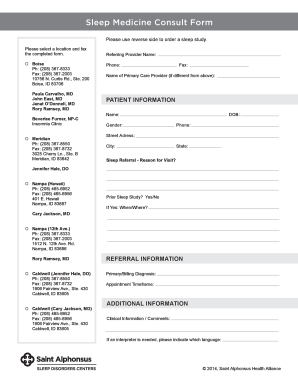 Fillable Online saintalphonsushealthalliance Sleep Medicine Consult ...