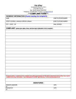 Fillable Online COMPLAINT FORM - rayndcom Fax Email Print - pdfFiller