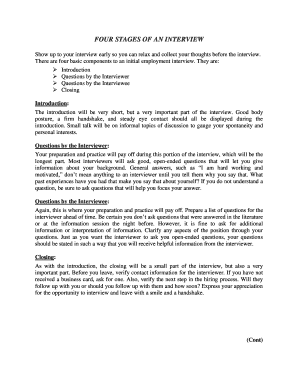 Fillable Online FOUR STAGES OF AN INTERVIEW Fax Email Print - pdfFiller