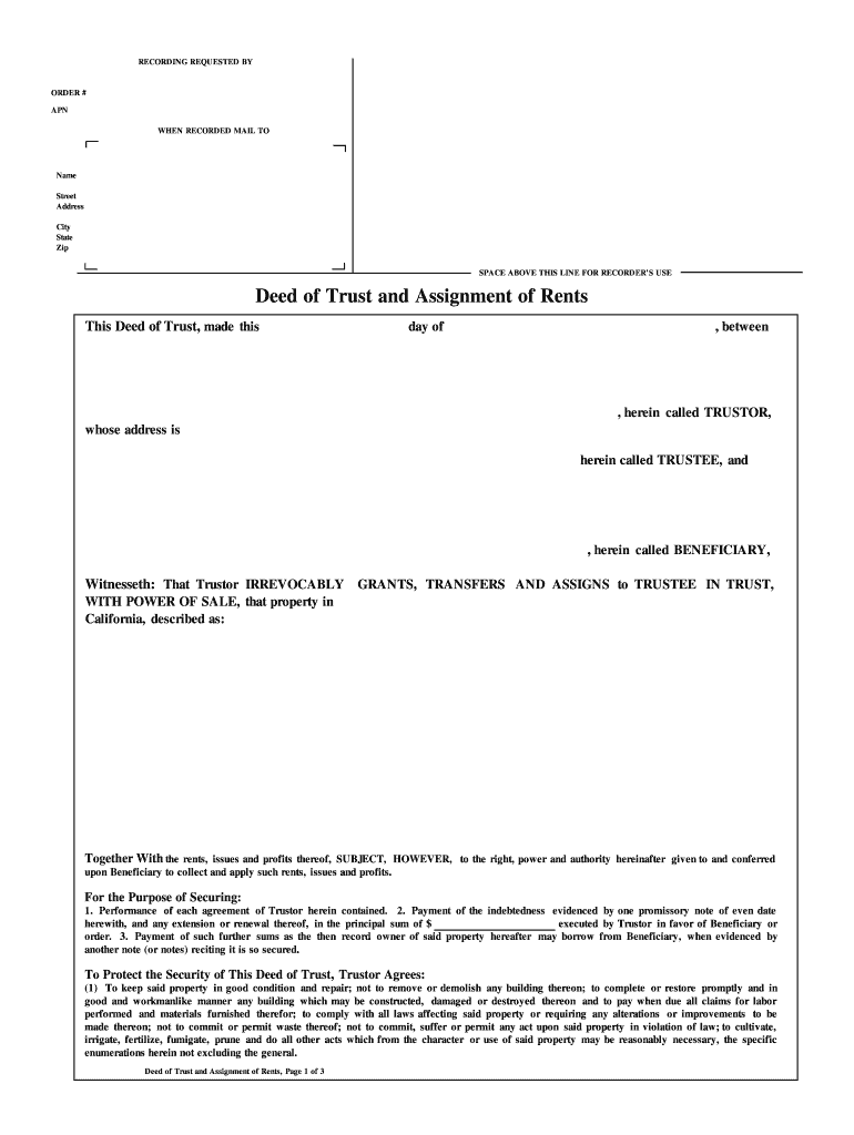 Fillable Online RECORDING REQUESTED BY ORDER # APN WHEN RECORDED MAIL TO Name Street Address ...