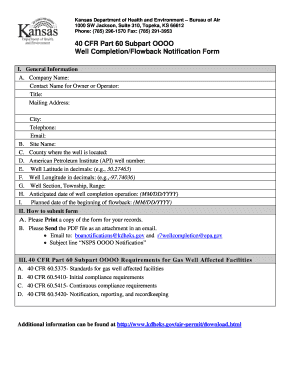 Fillable Online kdheks 40 CFR Part 60 Subpart OOOO Well ...