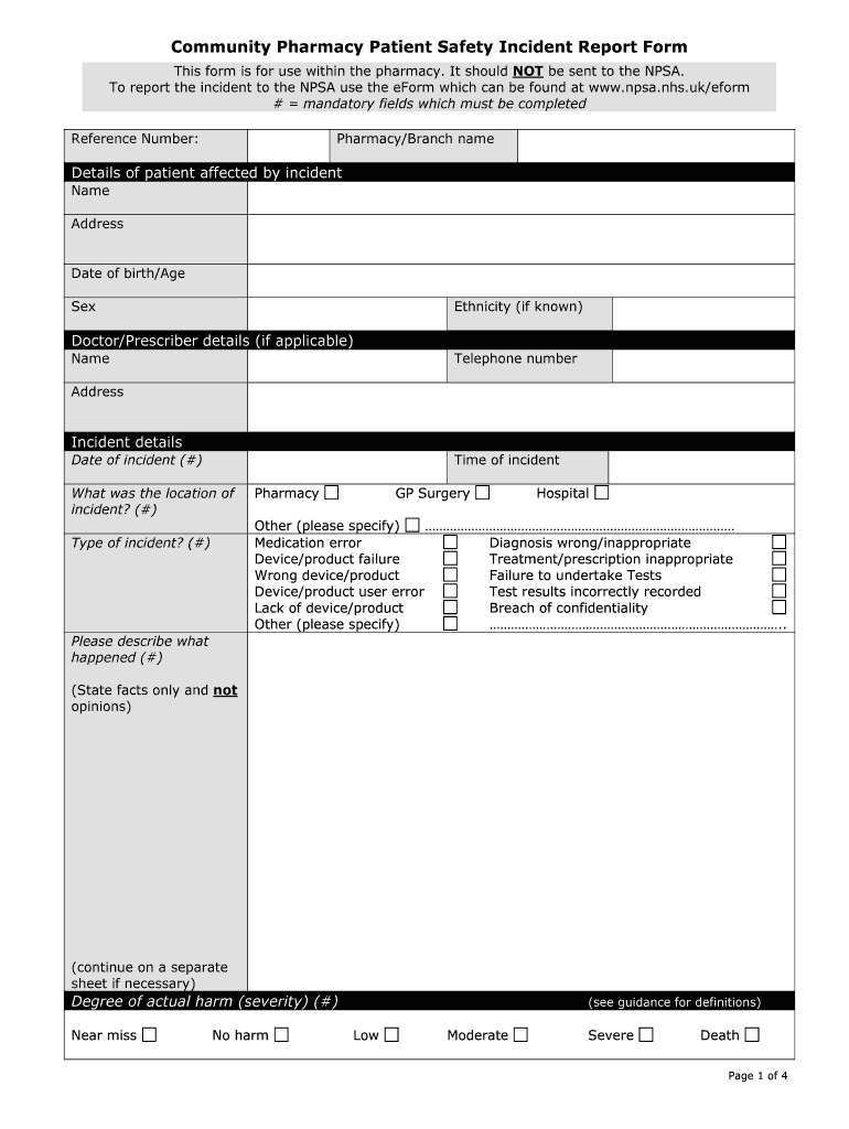Pharmacy Incident Report Template - Fill Online, Printable, Fillable ...