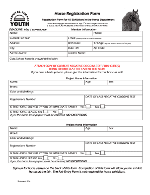 Fillable Online Horse Registration Form - gcffyorg Fax Email Print ...