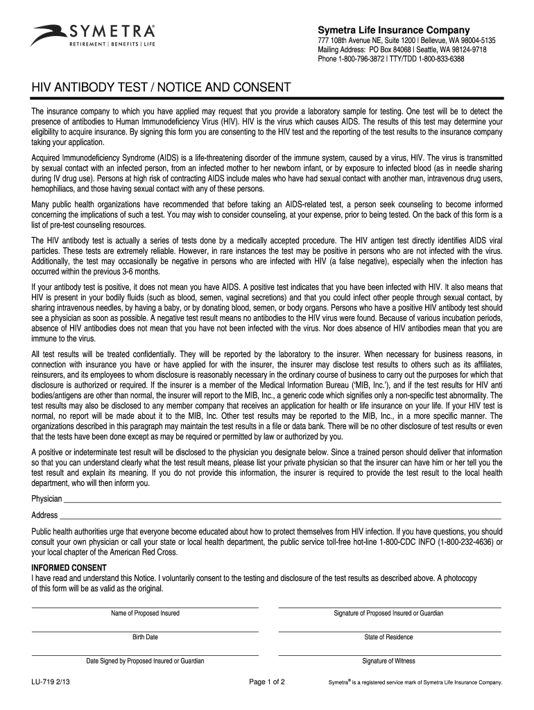 Fillable Online HIV ANTIBODY TEST NOTICE AND CONSENT Fax Email Print ...