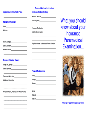 Fillable Online Appointment TimeDatePlace Notes on Medical History What ...