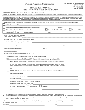 Fillable Online dot state wy * click here to clear form data * Fax ...