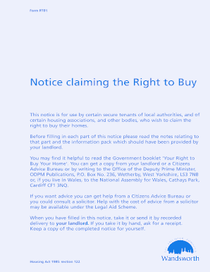 Fillable Online wandsworth gov Home Ownership - Right to Buy ...