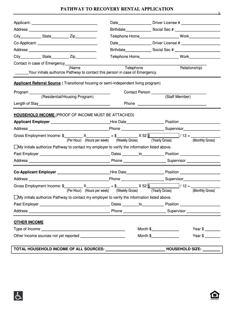 Fillable Online pathwaytorecovery Application Form Here - Pathway To ...