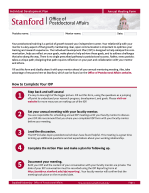Fillable Online postdocs stanford Annual Meeting Form O ice of ...