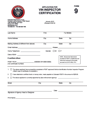 Fillable Online VIN INSPECTOR Fax Email Print - pdfFiller