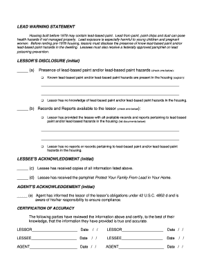 Fillable Online LEAD WARNING STATEMENT - Rental Management Company Fax ...