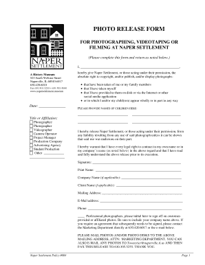 Fillable Online napersettlement PHOTO RELEASE FORM - napersettlementorg Fax Email Print - pdfFiller