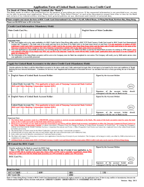 Fillable Online Application Form of Linked Bank Accounts to a Credit ...