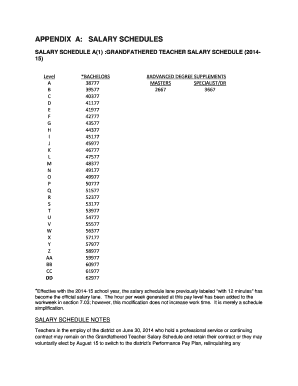 Fillable Online APPENDIX A: SALARY SCHEDULES Fax Email Print - pdfFiller
