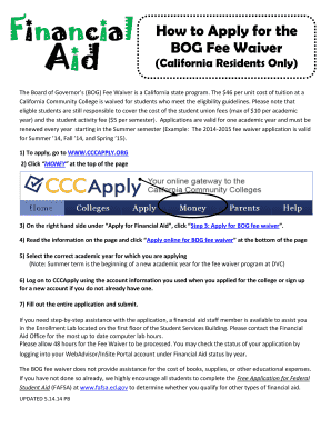 Fillable Online The Board of Governors (BOG) Fee Waiver is a California ...