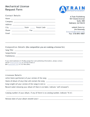 Fillable Online Mechanical License Request bFormb Fax Email Print ...