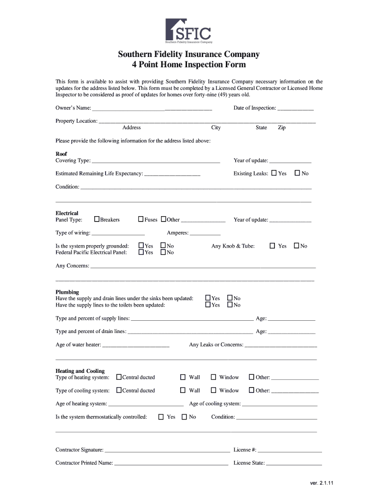 Fillable Online Southern Fidelity Insurance Company b4 Pointb Home ...