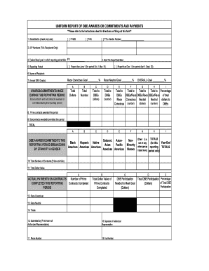 Fillable Online faa UNIFORM REPORT OF DBE AWARDS OR COMMITMENTS AND ...