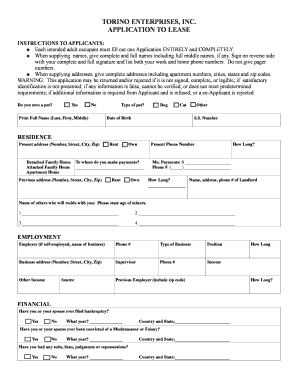 Fillable Online TORINO ENTERPRISES, INC Fax Email Print - pdfFiller