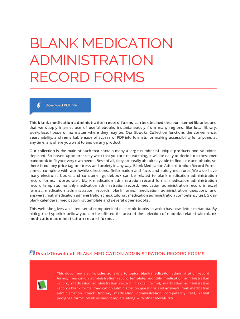 Fillable Online BLANK MEDICATION ADMINISTRATION RECORD FORMS Fax Email ...
