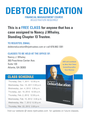 Fillable Online DEbToR EdUcaTioN - njwtrusteecom Fax Email Print ...