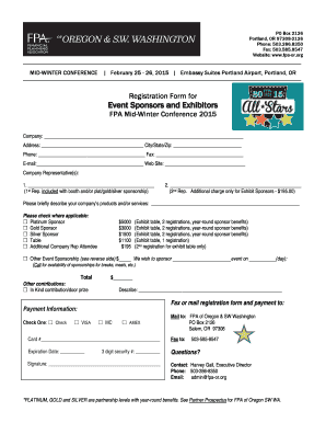 Fillable Online Registration Form for Event Sponsors and Exhibitors FPA Fax Email Print - pdfFiller