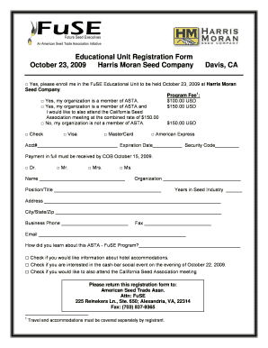 Fillable Online Educational Unit Registration Form October 23 2009 ...