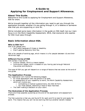 Fillable Online Applying for Employment and Support Allowance Fax Email ...